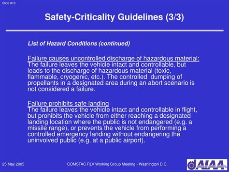 Ppt Guide To The Identification Of Safety Critical Hardware Items For Rlv Developers Comstac