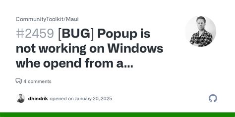 Bug Popup Is Not Working On Windows Whe Opend From A Modal · Issue