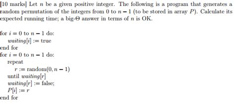 Solved Let N Be A Given Positive Integer The Following Is A