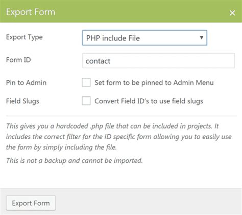 exporting a php caldera form file wordpress form builder caldera forms