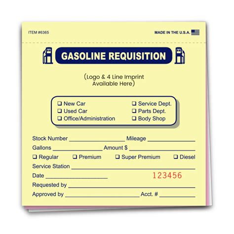 Fuel Requisition Books Imprinted