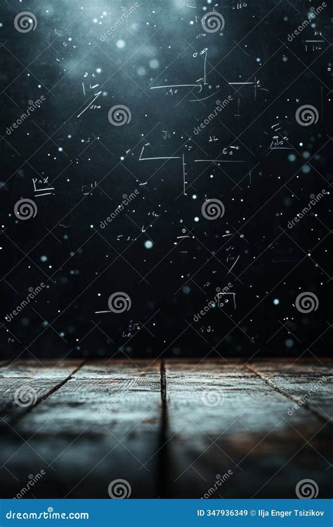 Abstract Mystical Education Background Dark Wooden Table With Glowing