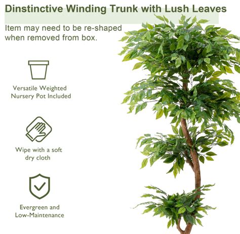 5 Creative Shaped Faux Ficus Tree In Pot Traditional Artificial Plants And Trees By