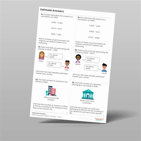 Estimate Answers Reasoning And Problem Solving Resource Classroom Secrets