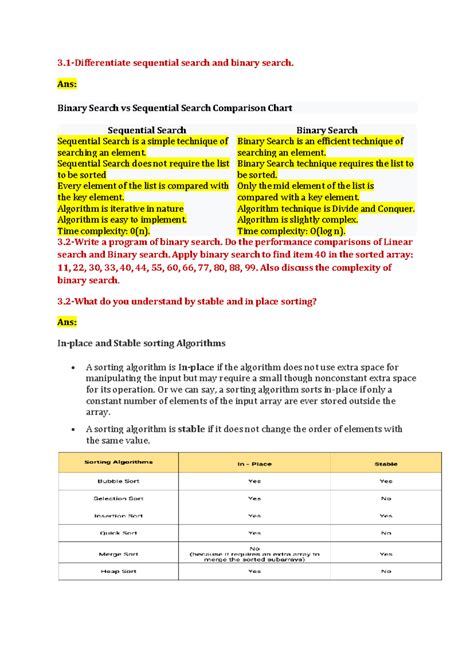 Data Structures Aktu Unit 3 Important Questions 3 Differentiate Sequential Search And Binary