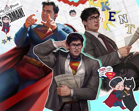 Batman Superman And Clark Kent Dc Comics And 3 More Drawn By Hanin
