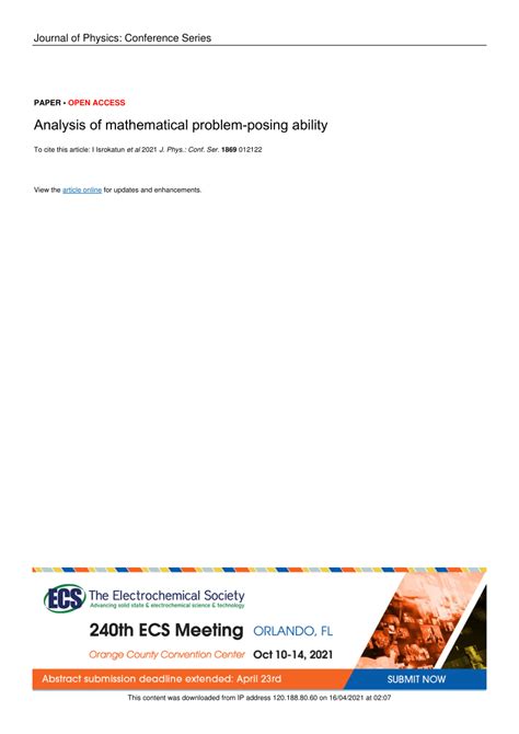 pdf analysis of mathematical problem posing ability