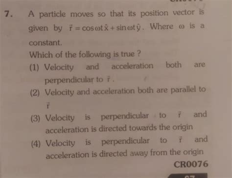 A particle moves so that its position vector is given by r cosωtx sin