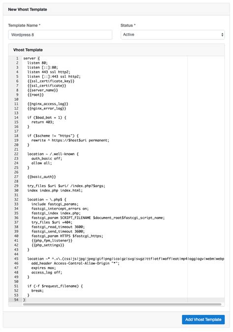 Vhost Templates Cloudpanel Ce Documentation