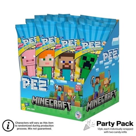 Pez Minecraft Pez Party Pack 12 Individually Wrapped Dispensers With Candy Refills 6 96 Oz