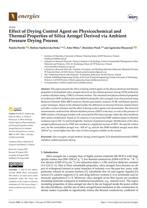 Pdf Effect Of Drying Control Agent On Physicochemical And Thermal