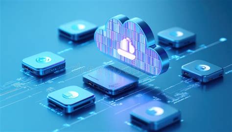 Cloud Computing Concept Showing Data Transferring To Cloud Storage From