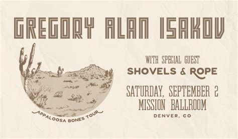 Gregory Alan Isakov Tickets In Denver At Mission Ballroom On Sat Sep 2