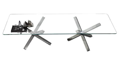 Lambda Two Bases Rectangular Glass Table