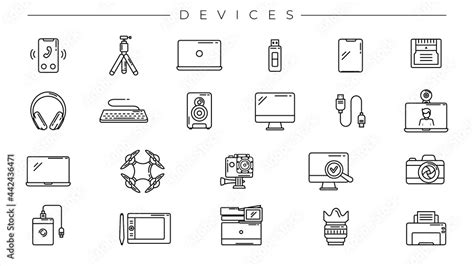 Devices Concept Line Style Vector Icons Set Stock Vector Adobe Stock
