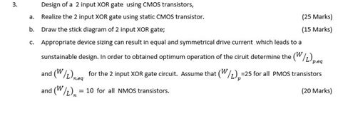 design of a 2 input xor gate using cmos transistors