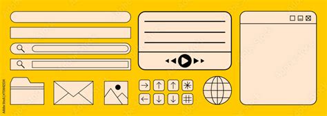 Different Types Of Retro Interface Nostalgic Ui Elements Landing Page Search Bar Music Etc