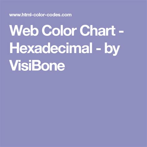 Web Color Chart Hexadecimal By Visibone Web Colors Html Color