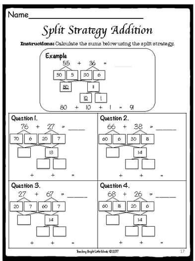 Split Strategy Addition by Teaching Bright Little Minds | TPT
