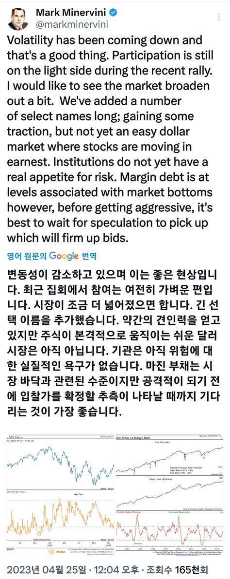 마크 미너비니 변동성 감소는 좋은현상이나 아직 쉬운시장 아님 425 주식 에펨코리아
