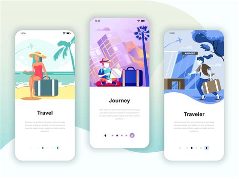 Set Of Onboarding Screens User Interface Kit For Travel Journey Traveler Mobile App Templates
