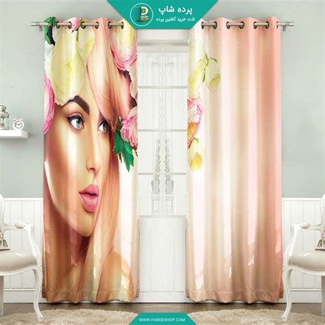 پرده پانچی چاپی طرح چهره یک پنل حریر پانچی رایگان پرده شاپ