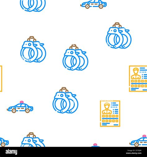 Crime Scene Police Criminal Vector Seamless Pattern Thin Line