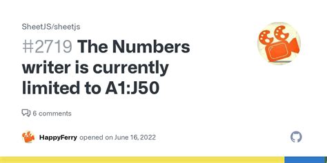 The Numbers Writer Is Currently Limited To A1j50 · Issue 2719