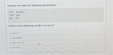 Solved Assume We Make The Following Declarations Int