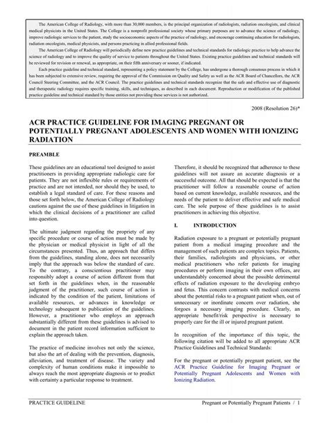 ACR Practice Guideline For Imaging Pregnant Or Potentially