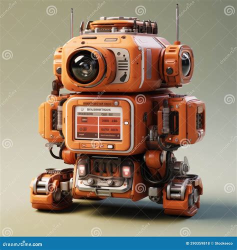 futuristic search and rescue robot with realistic orange camera cg