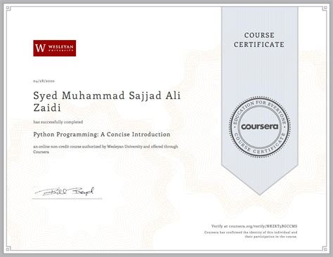Syed Muhammad Sajjad Ali Zaidi On Linkedin Coursera Certification Coursera Fastian