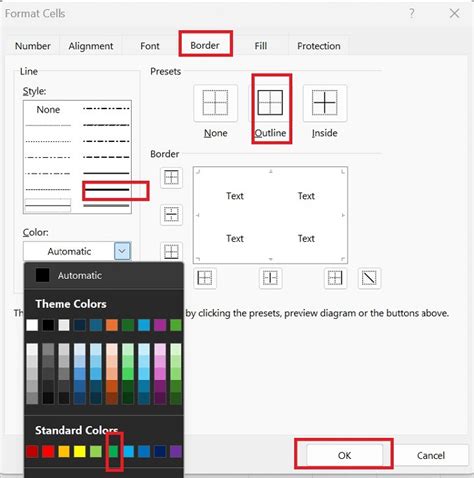 Excel Borders Formatting