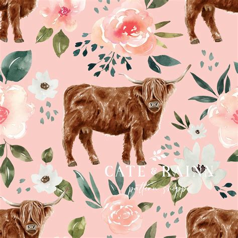 Animal Print Wallpaper Cow Wallpaper Watercolor Floral Pattern Apple