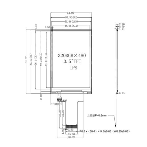 3 5 Inch Tft Display Module Ips Full View 320 480 Ili9488 Driver 15pin Plug In Model