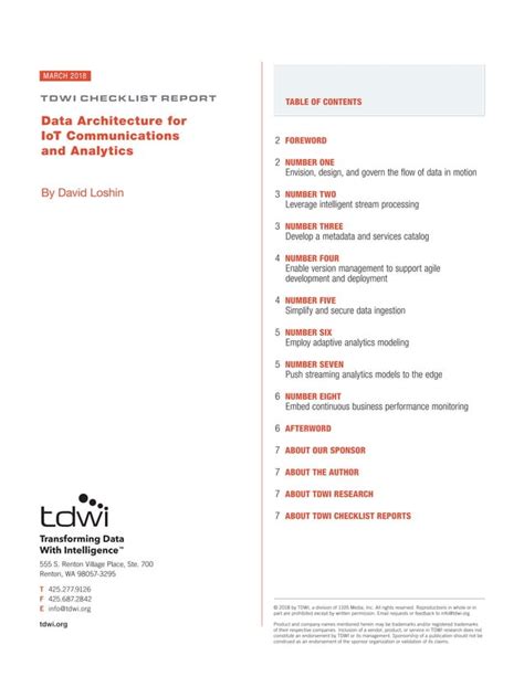 TDWI Checklist 2018 IoT Data Architecture PDF