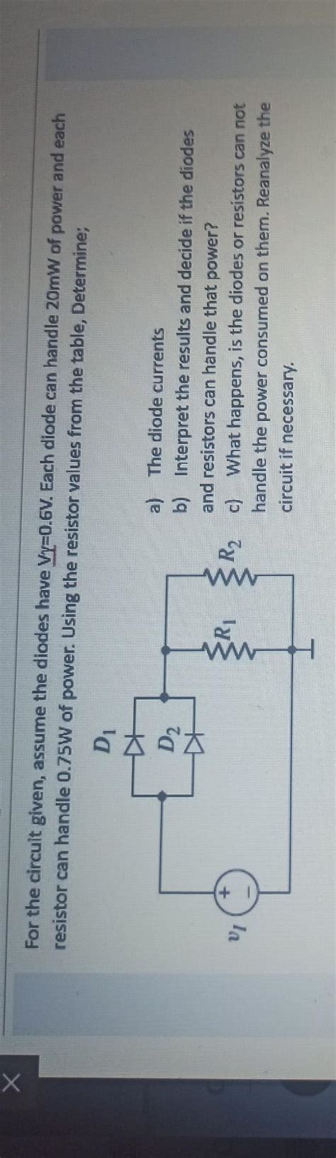 Solved For the circuit given, assume the diodes have v=0.6 | Chegg.com