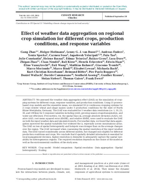pdf effect of weather data aggregation on regional crop simulation