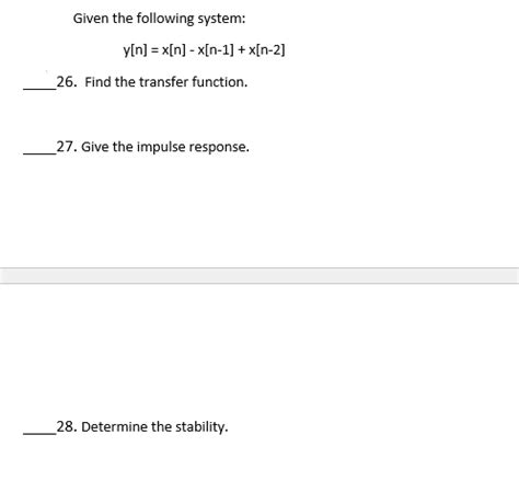 Solved Given The Following System Y N X N X N X N Chegg