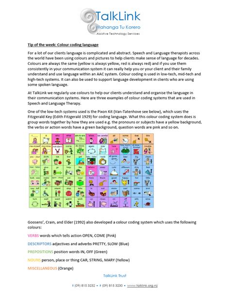 Colour Coding September 2013 Pdf Word Verb