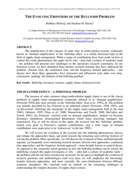 Pdf The Evolving Frontiers Of The Bullwhip Effect