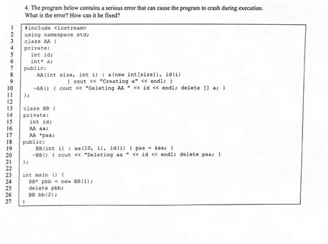 Solved 4 The Program Below Contains A Serious Error That