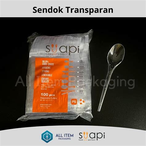 Jual Sendok Suapi Transparan Sendok Makan Plastik Spoon 100 Pcs