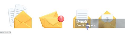 3d 현실적인 벡터 세트 노란색 이메일 봉투 아이콘 디자인 3차원 형태에 대한 스톡 벡터 아트 및 기타 이미지 3차원 형태 아이콘 전자메일 Istock