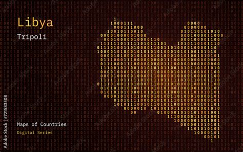 libya map shown in binary code pattern matrix numbers zero one