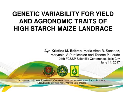 Pdf Genetic Variability For Yield And Agronomic Traits Of High Starch