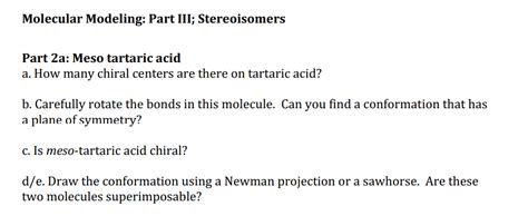 Solved Molecular Modeling Part Iii Stereoisomers Part 2a