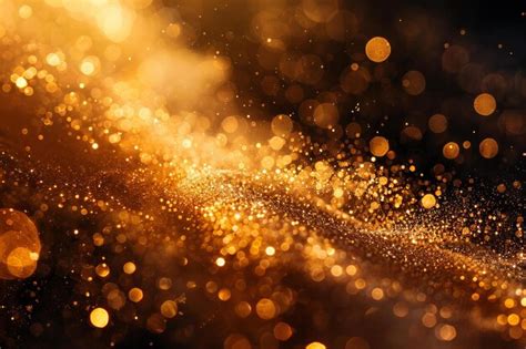 Premium Photo | Golden Particles and Light Bokeh Shimmering in Dark