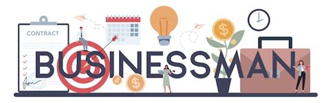 premium vector businessman concept typographic header concept