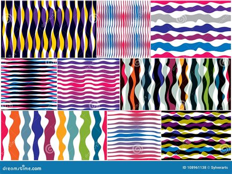 Artistic Curve Lines Seamless Patterns Set Abstract Colorful Vector Backgrounds Collection